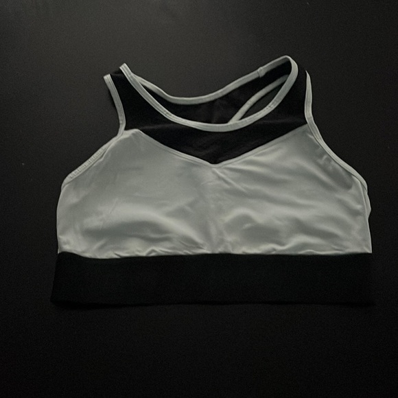 New Balance Tops New Balance Sports Bra Size Medium Light Blue And Black Poshmark